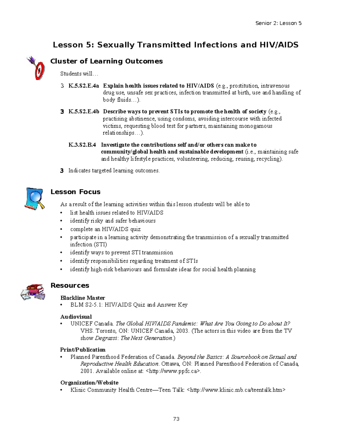 S2less5 - Lesson 5: Sexually Transmitted Infections and HIV/AIDS ...
