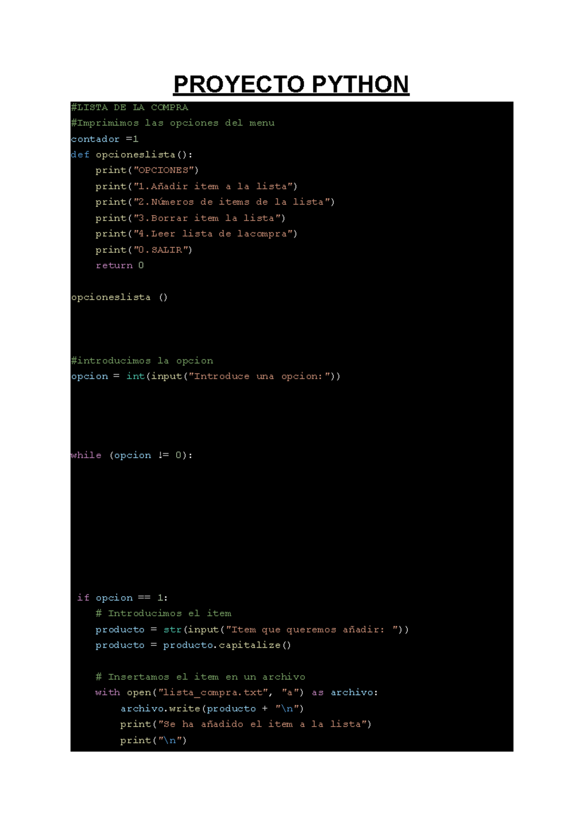 Proyecto Python - a4rwyghre - PROYECTO PYTHON #LISTA DE LA COMPRA # ...