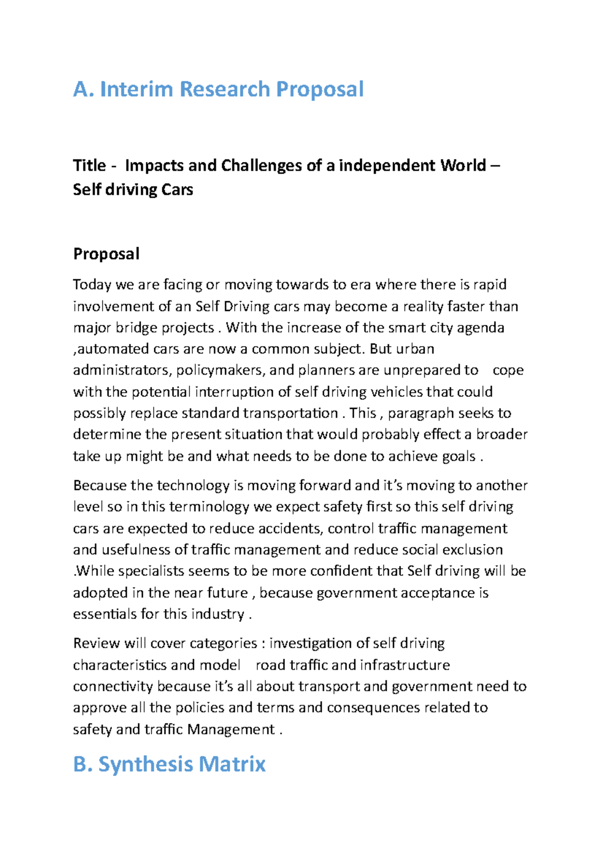 Assign 5500 - A. Interim Research Proposal Title - Impacts and ...