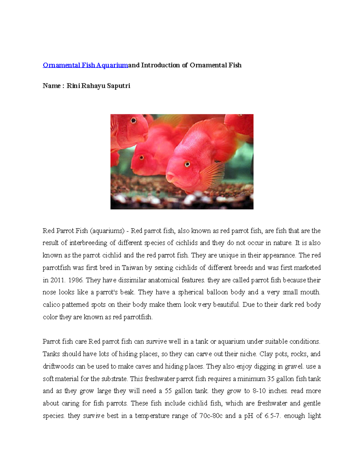 Ornamental Fish Aquariumand Introduction of Ornamental Fish - It is ...