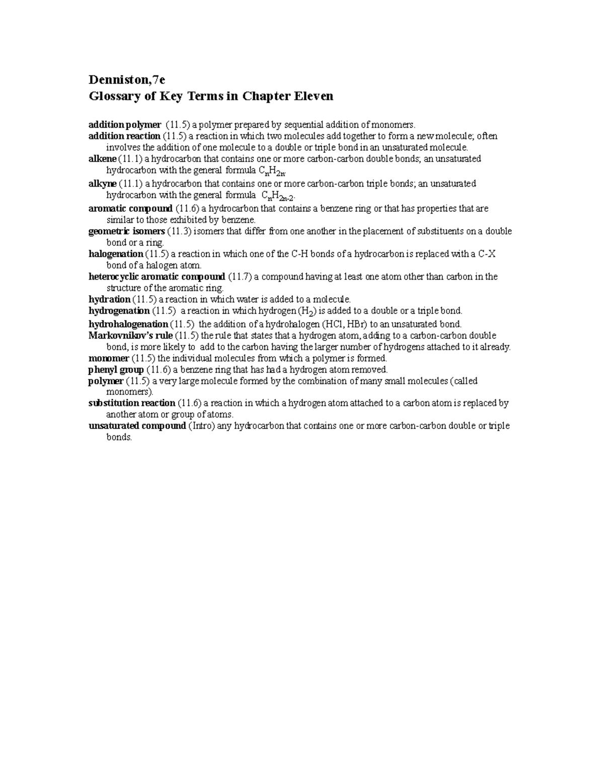 Key Terms Ch 11 Denniston 7e Glossary Of Key Terms In Chapter Eleven