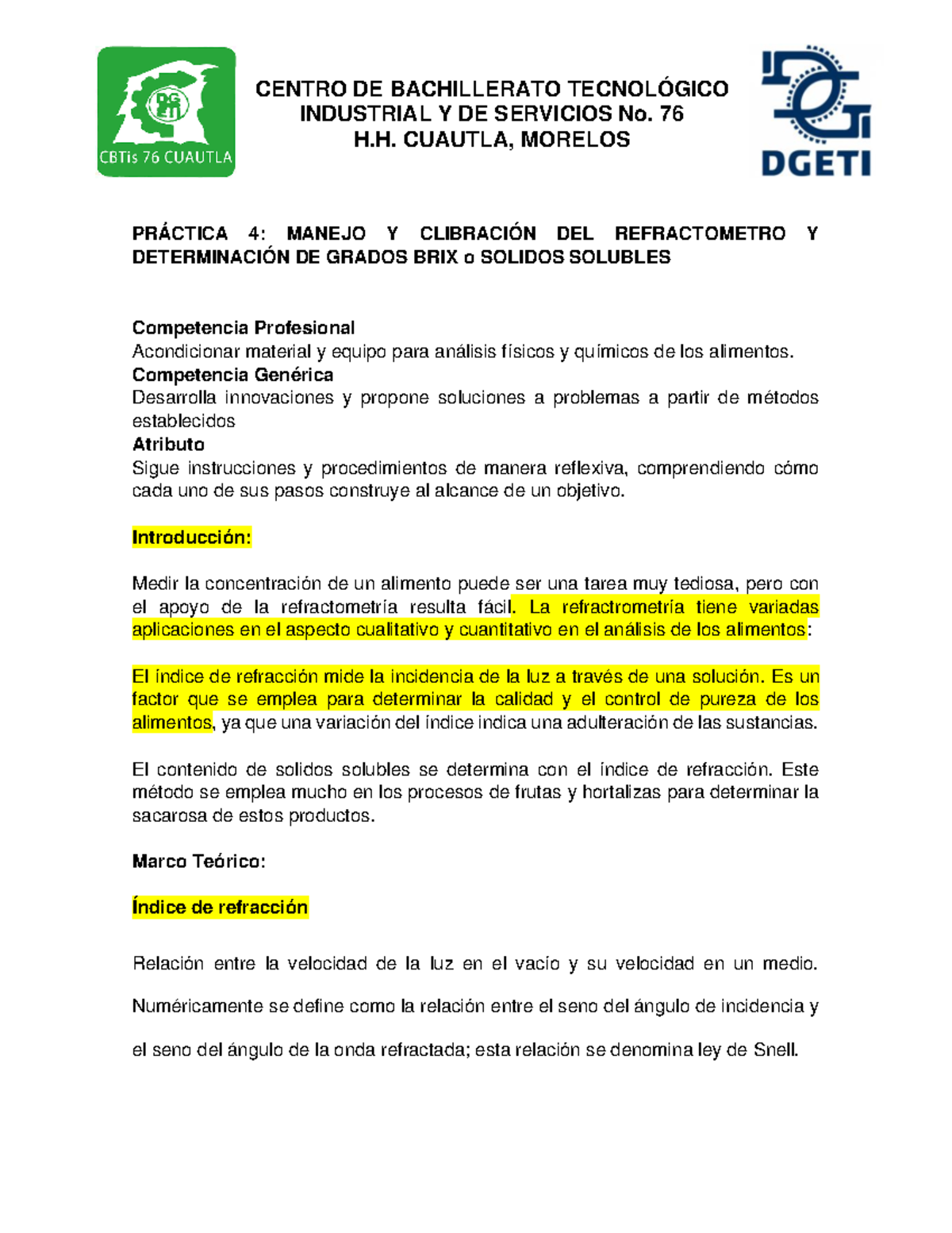 Práctica 2- Determinación De los Solidos Solubles - INDUSTRIAL Y DE ...