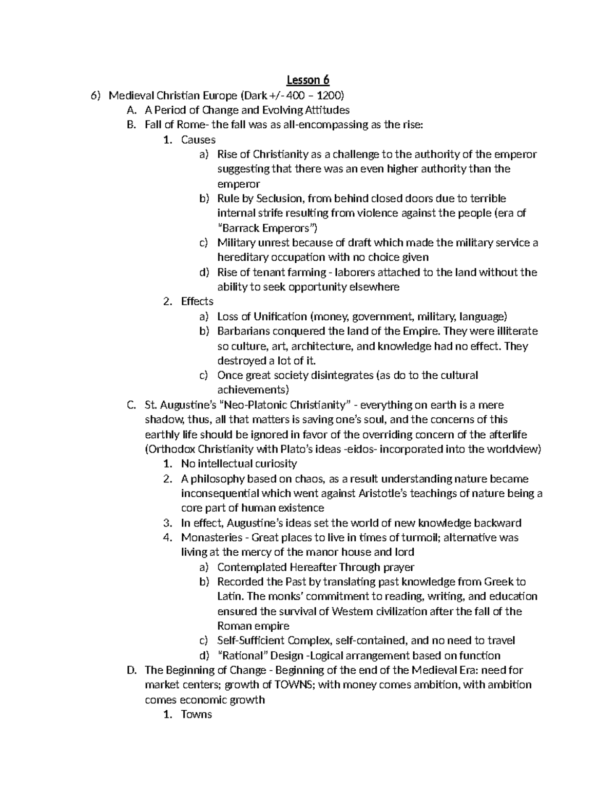LArch 60 Module 2 - Lesson 6 6) Medieval Christian Europe (Dark +/- 400 ...