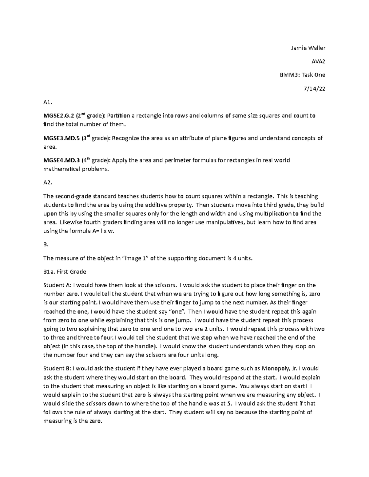 AVA2 BMM - Task 1 - Task 1 of AVA2 - Jamie Waller AVA BMM3: Task One 7 ...