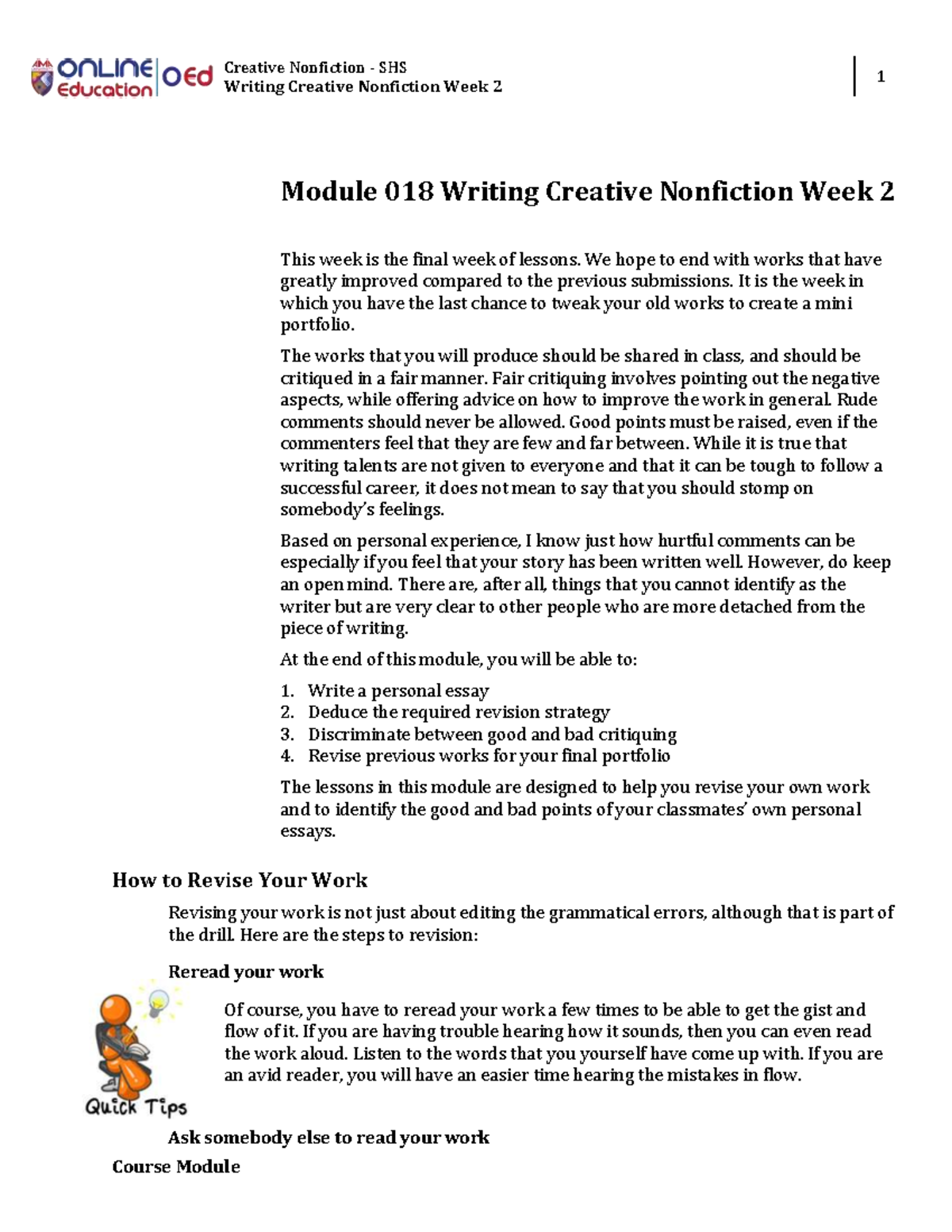 Week 018-Module Writing Creative Non Fiction 2 - Creative Nonfiction ...