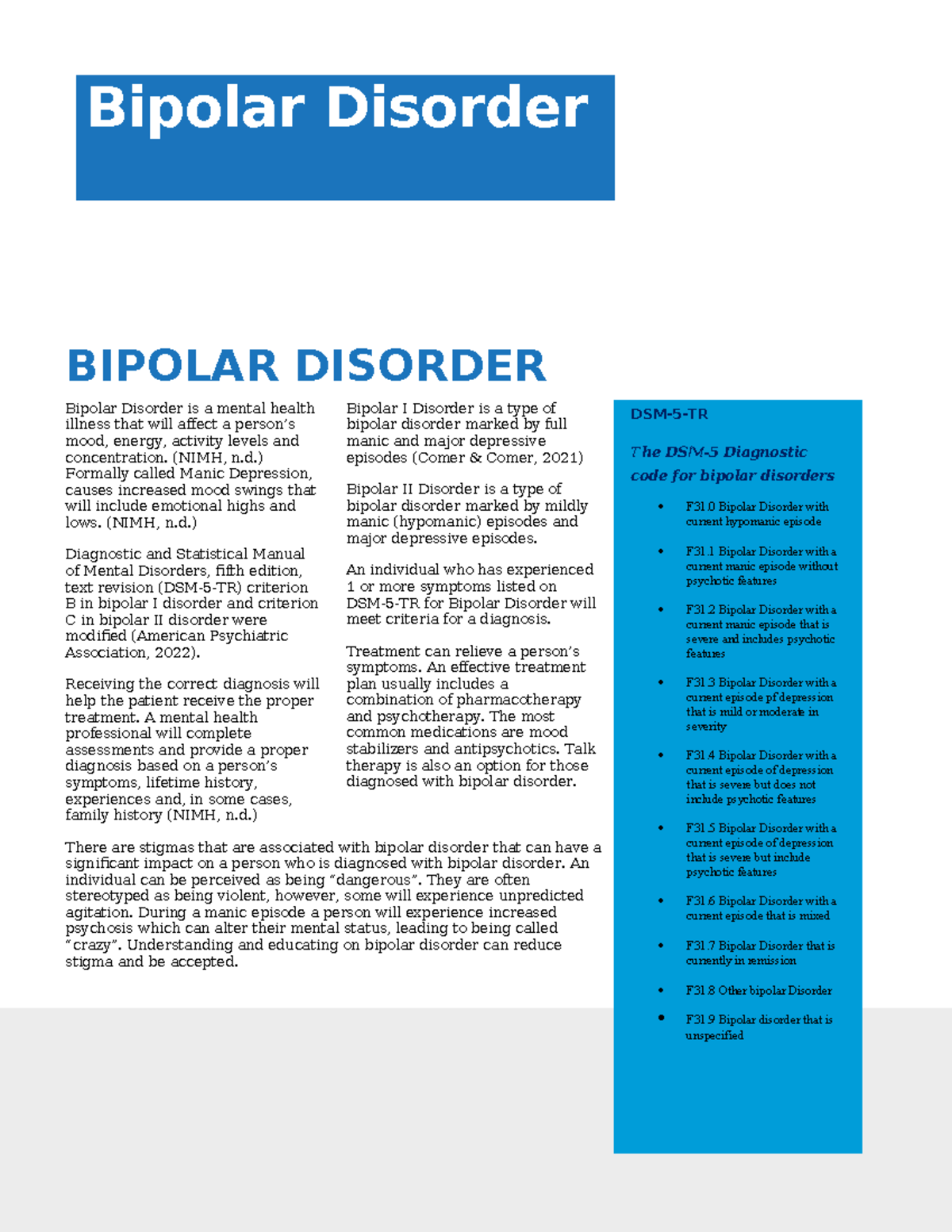 Bipolar Disorder-newsletter - Bipolar Disorder BIPOLAR DISORDER ...