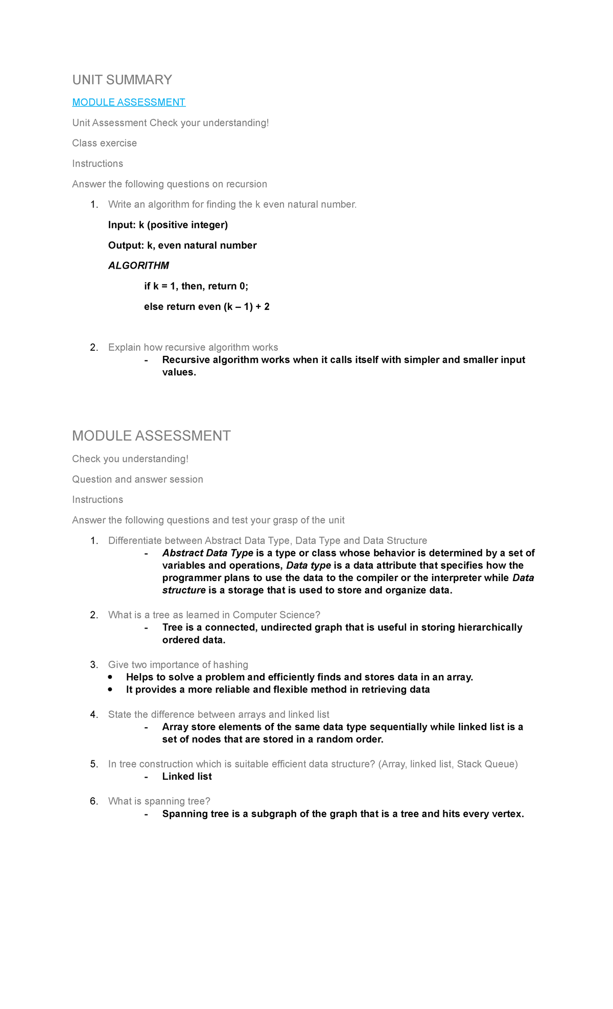 UNIT Summary - Darlene Arcilla - Bachelor of Technology and Livelihood ...