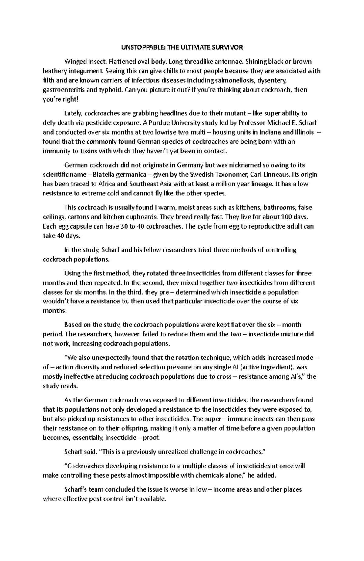 Cockroaches - UNSTOPPABLE: THE ULTIMATE SURVIVOR Winged insect ...