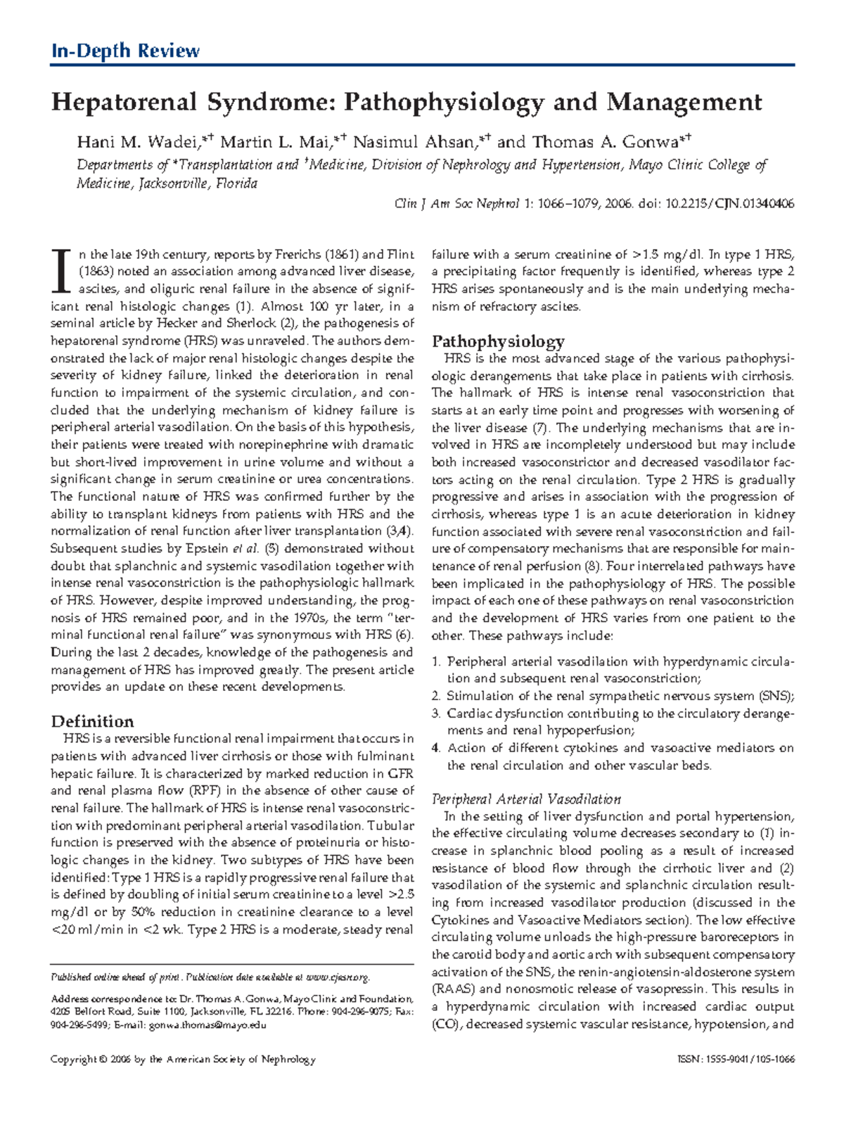 Pathophysiology HRS - Medicina - Reumatologia - In-Depth Review ...