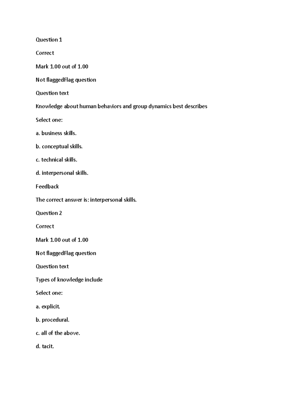 Logistics - practice paper - Question 1 Correct Mark 1 out of 1. Not ...