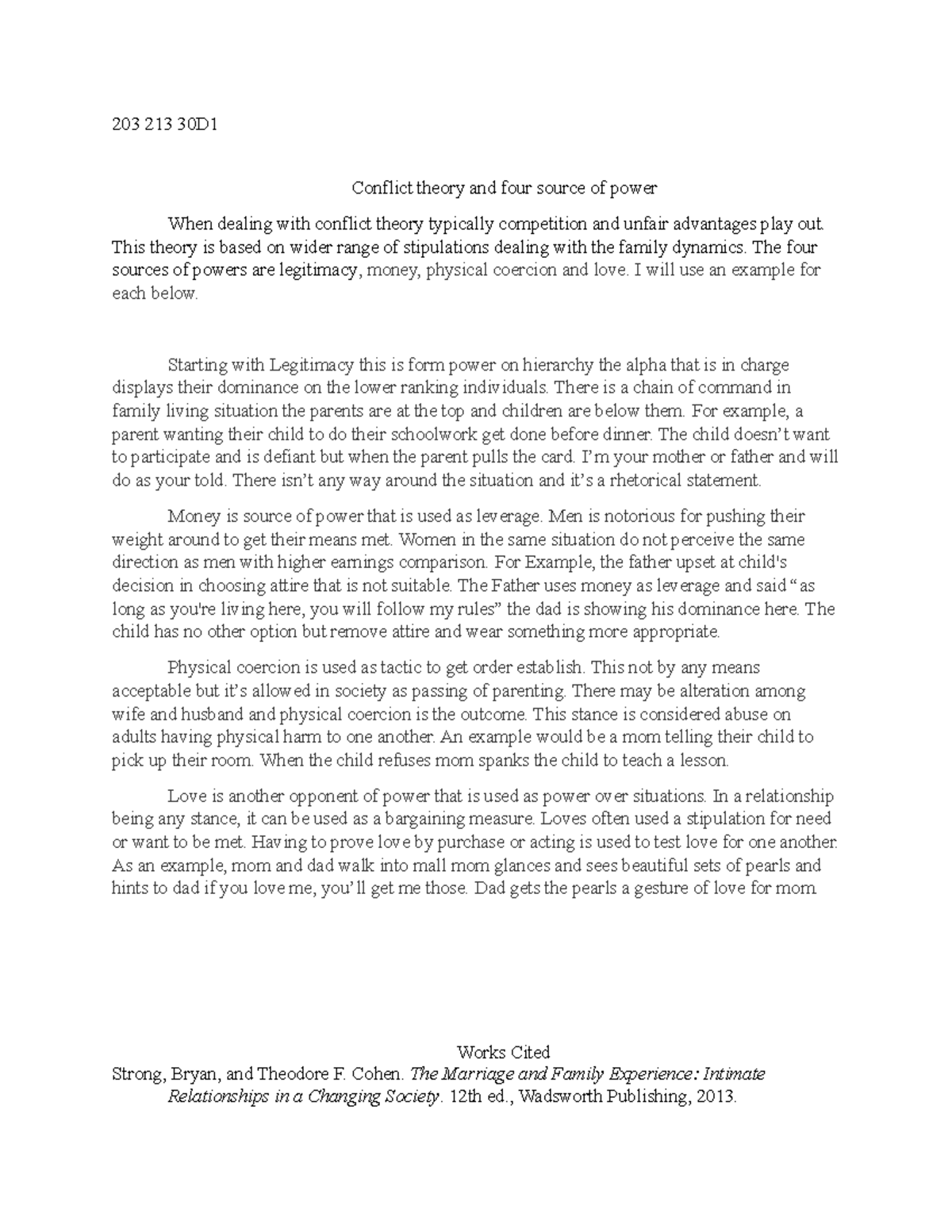 4 powers - Chapter assignment - 203 213 30D Conflict theory and four ...