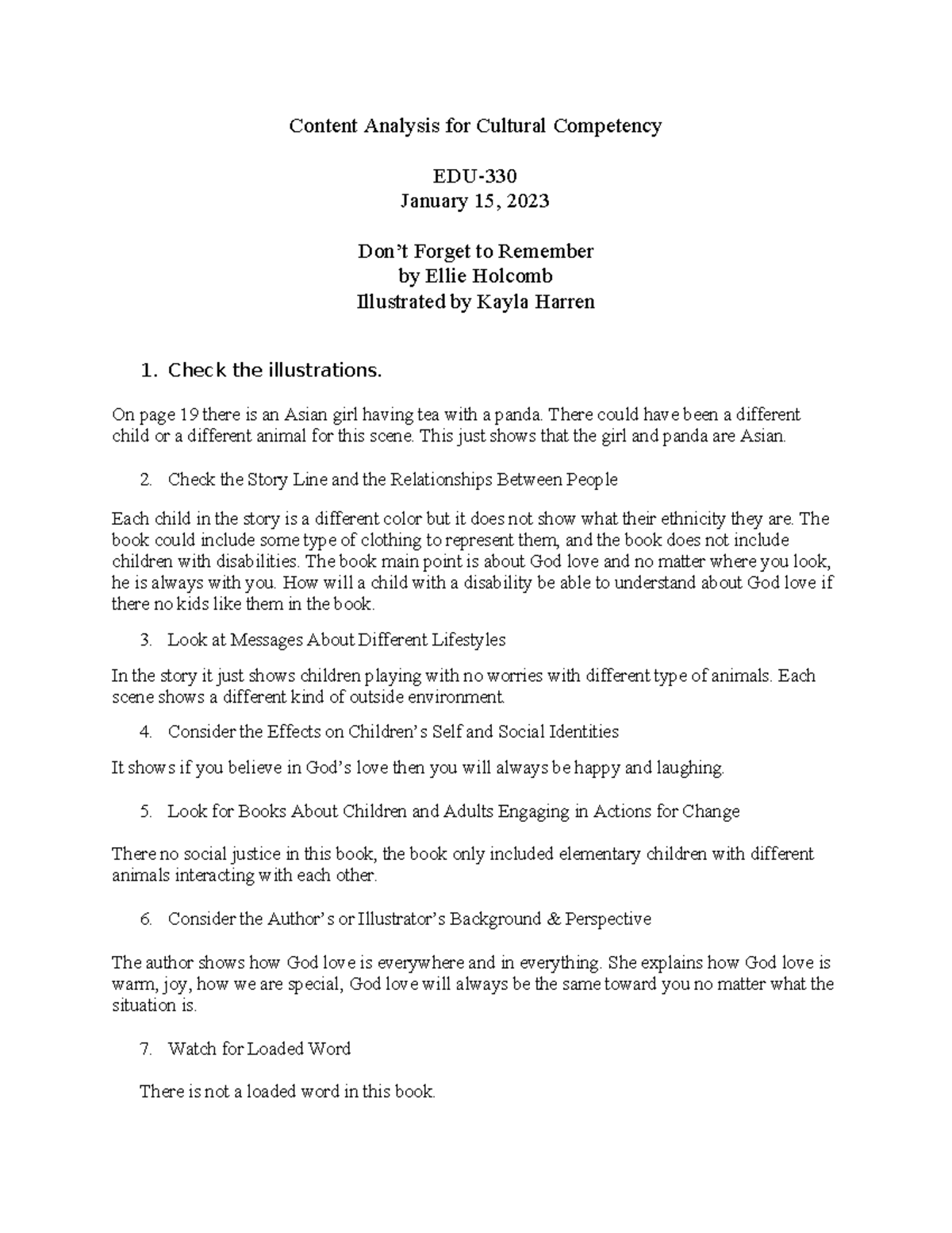 Social Justice for Educators EDU 330 WEEK 5 - Content Analysis for ...