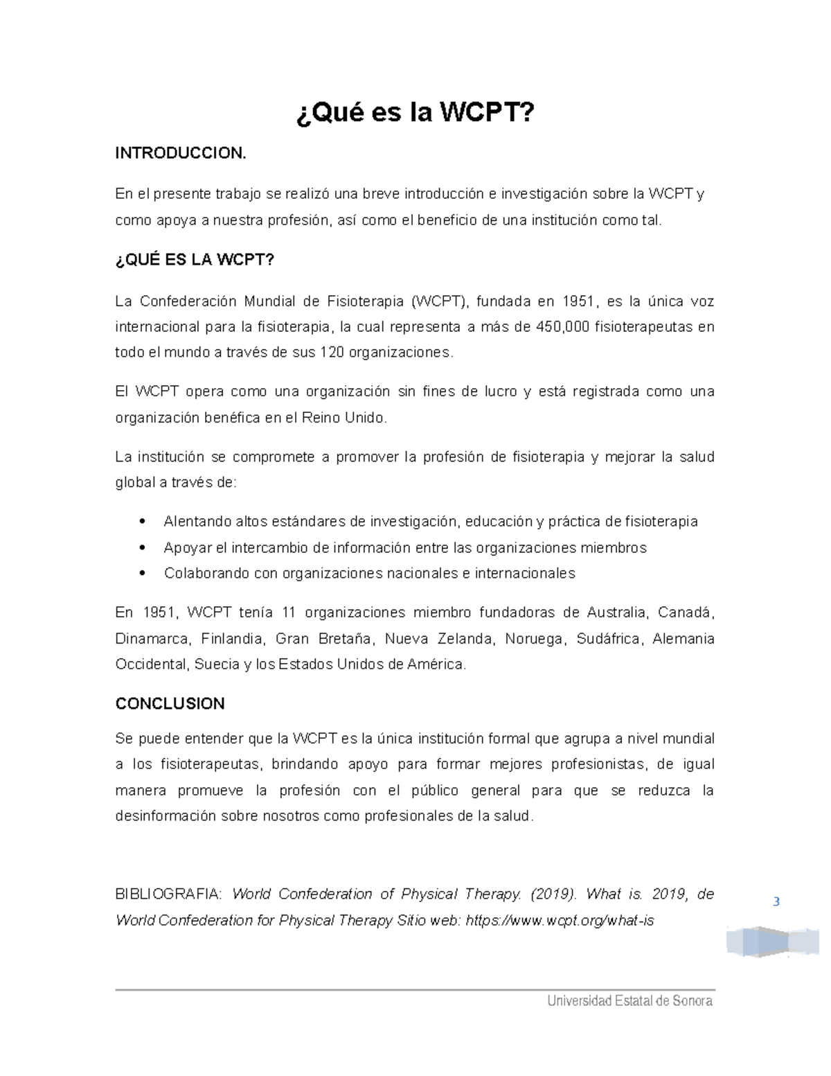 Actividad 1. MT. WCPT - Informacion sobre que es la WCPT en base a la ...