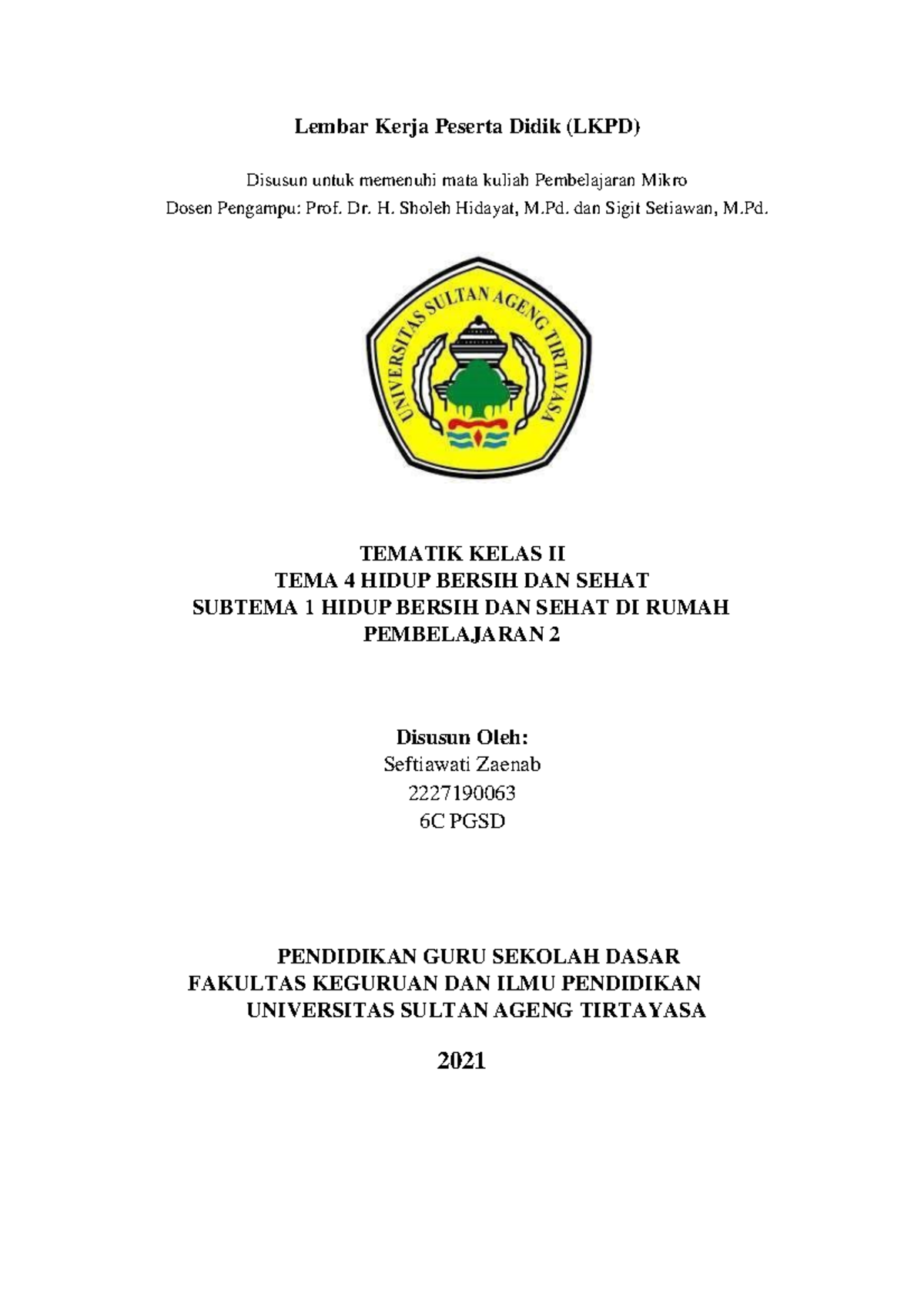 LKPD kelas 2 tema 4 Subtema 1 pembelajaran 2 - Lembar Kerja Peserta ...