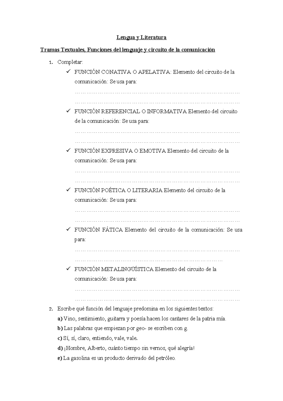 Lengua y Literatura - Lengua y Literatura Tramas Textuales, Funciones del lenguaje y circuito de ...