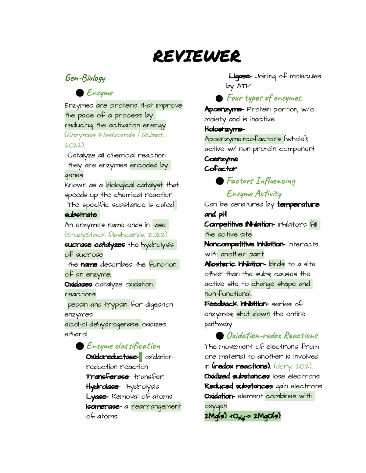 General Biology Reviewer- Grade 11- Nicolites Montessori School ...