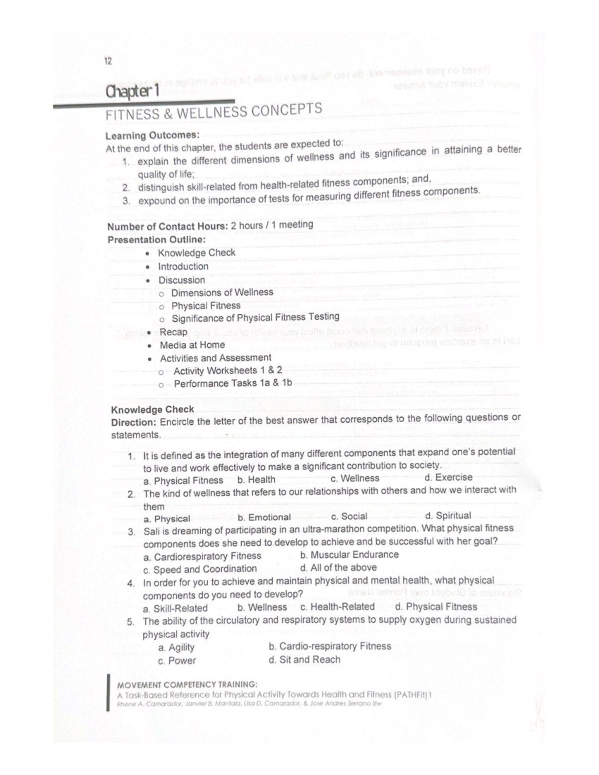 Fitness Wellness Concepts Physical Fitness Studocu