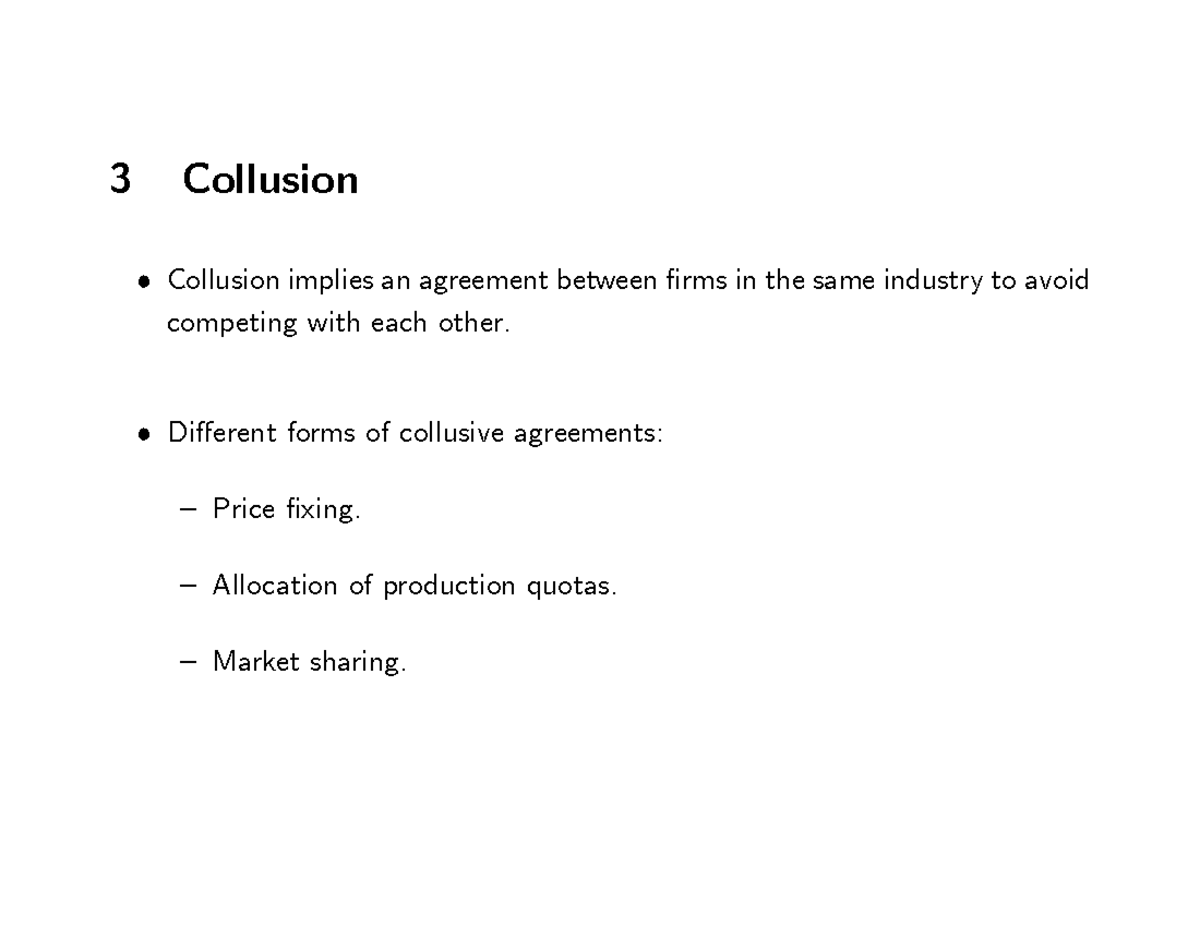 3. Collusion - Apontamentos de economia industrial - 3 Collusion ...