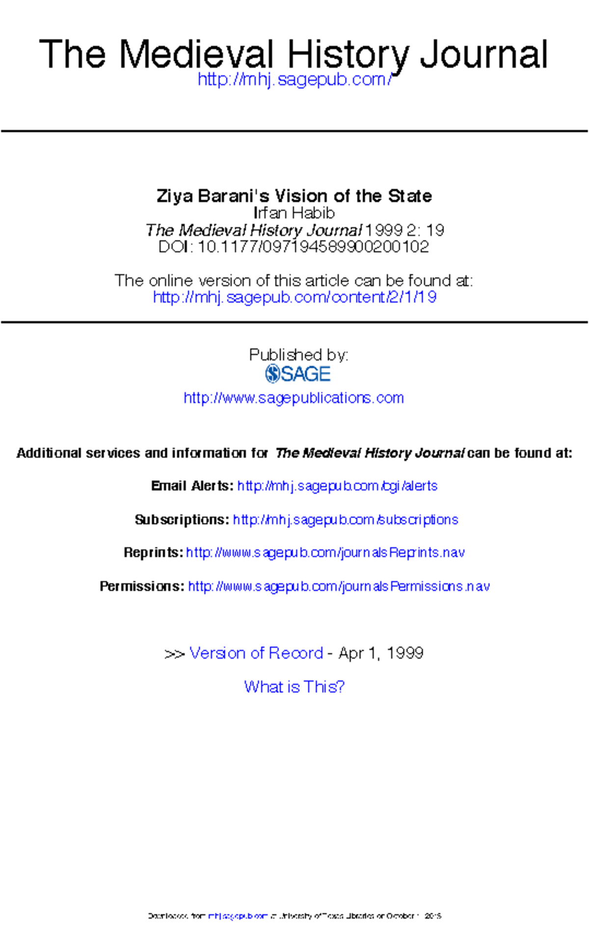 Habib Barani's Vision of State - mhj.sagepub/ The Medieval History ...