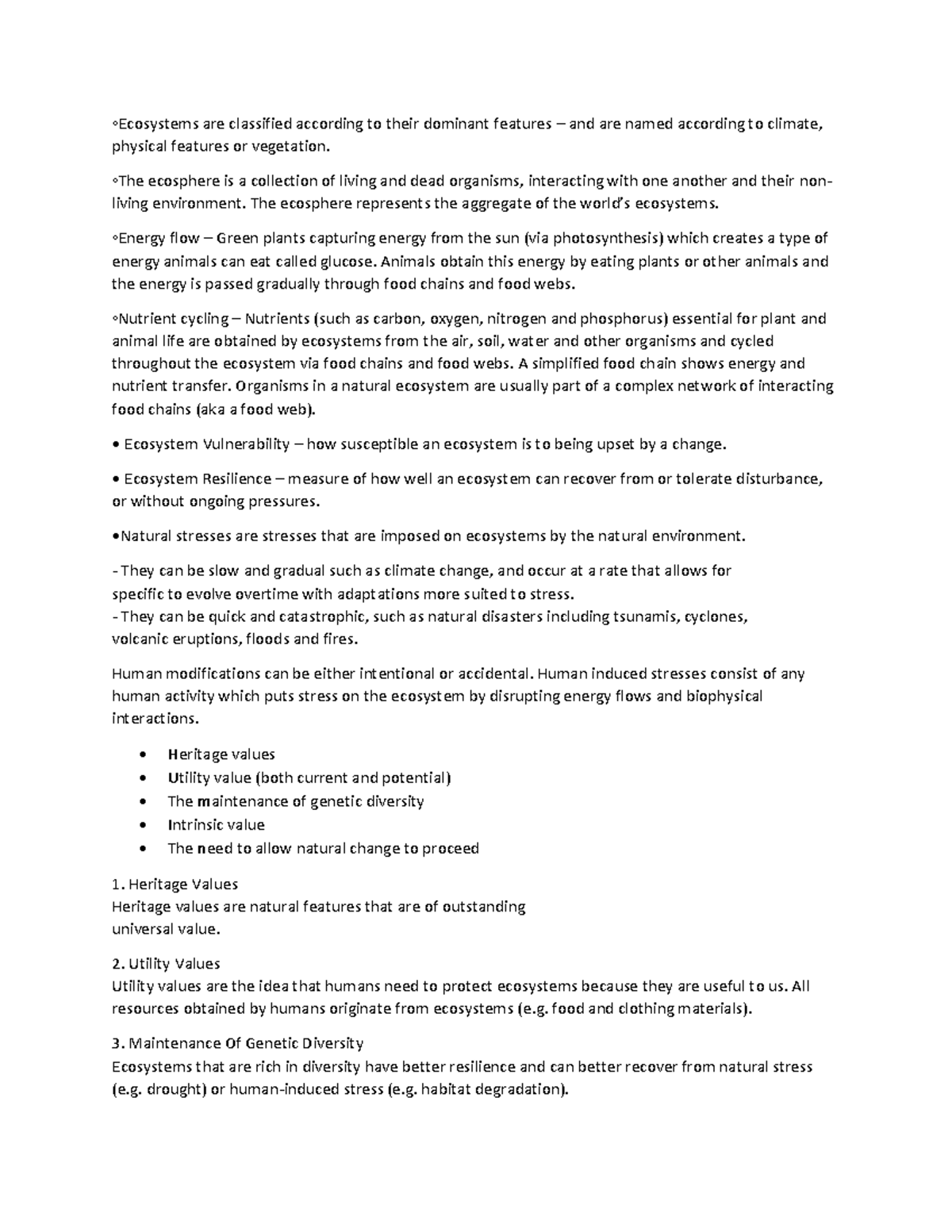 Ecosystems At Risk - Ecosystems are classified according to their ...