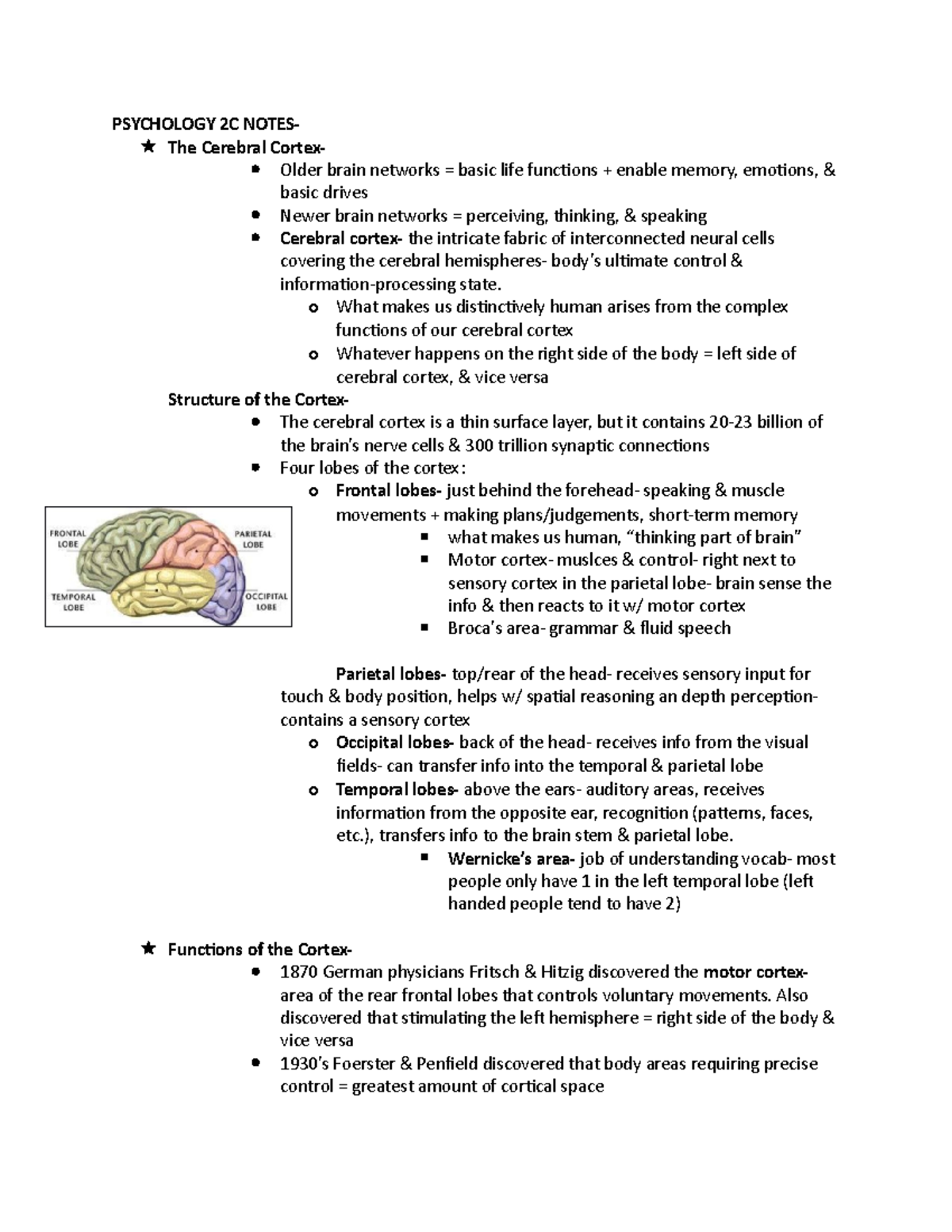 UNL PSYC 181 Module 2C Notes SUMMARY - PSYCHOLOGY 2C NOTES- The ...