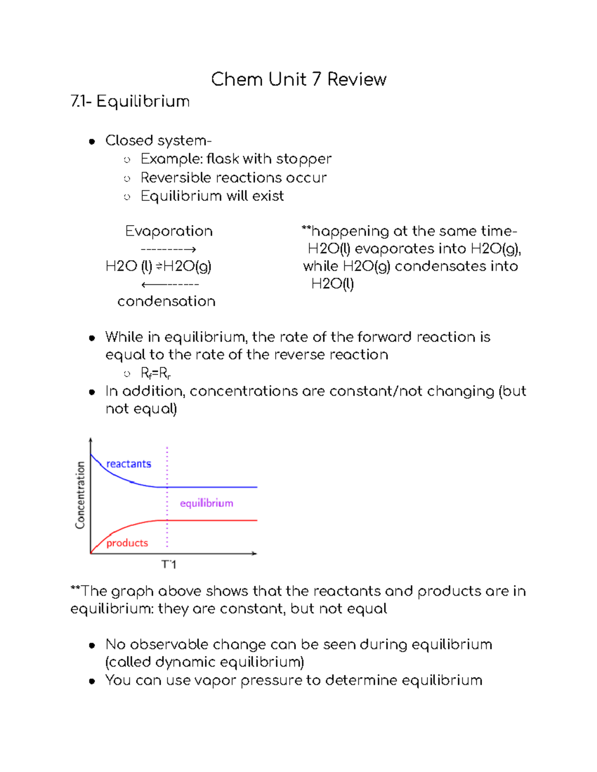 Basic Chemistry Review - Chem Unit 7 Review 7- Equilibrium Closed ...