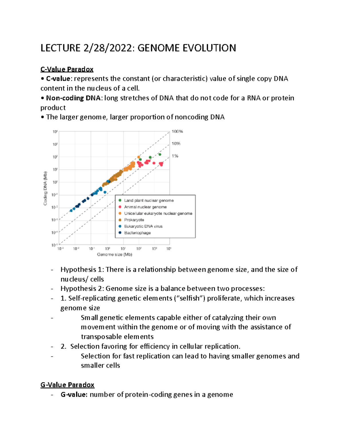 Evolution and Systematics Notes 3 - LECTURE 2/28/2022: GENOME EVOLUTION ...
