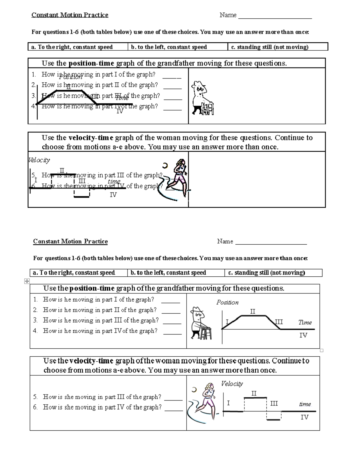 11B Constant Motion Practice - Constant Motion Practice Name ...