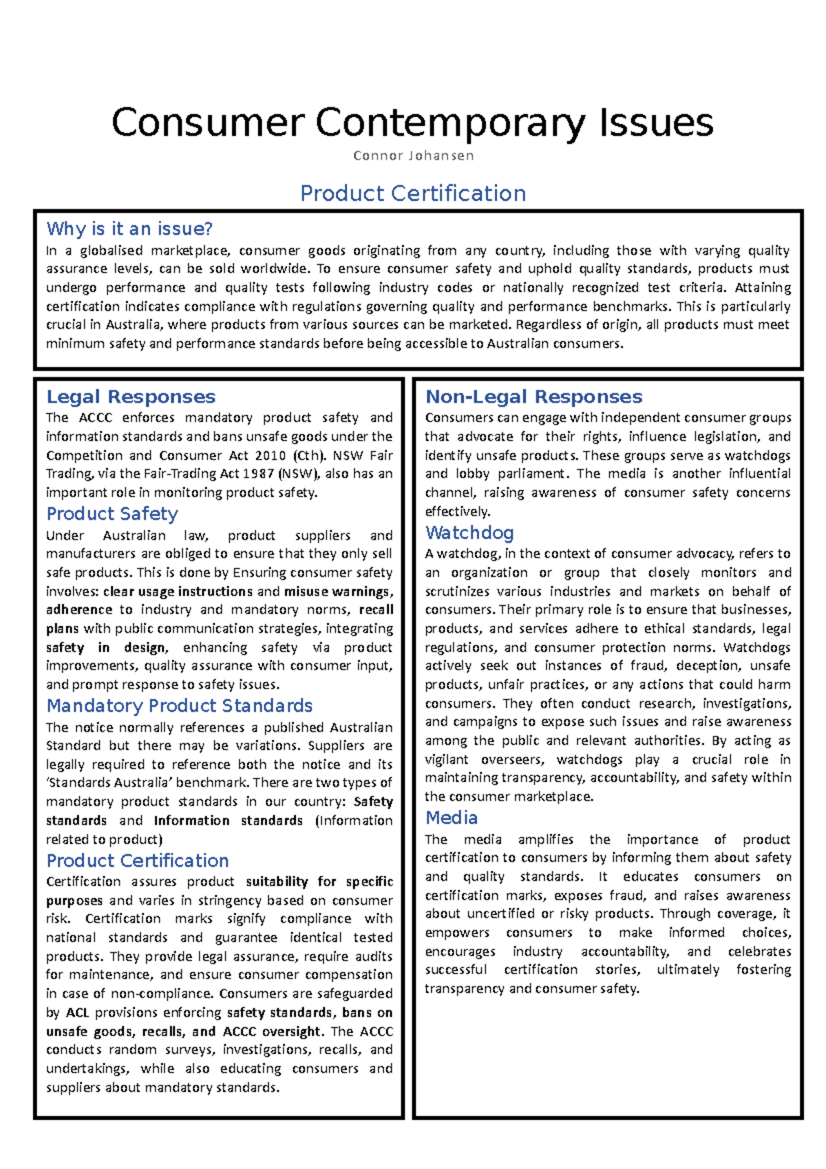 Consumer Contemporary Issues - Consumer Contemporary Issues Connor ...