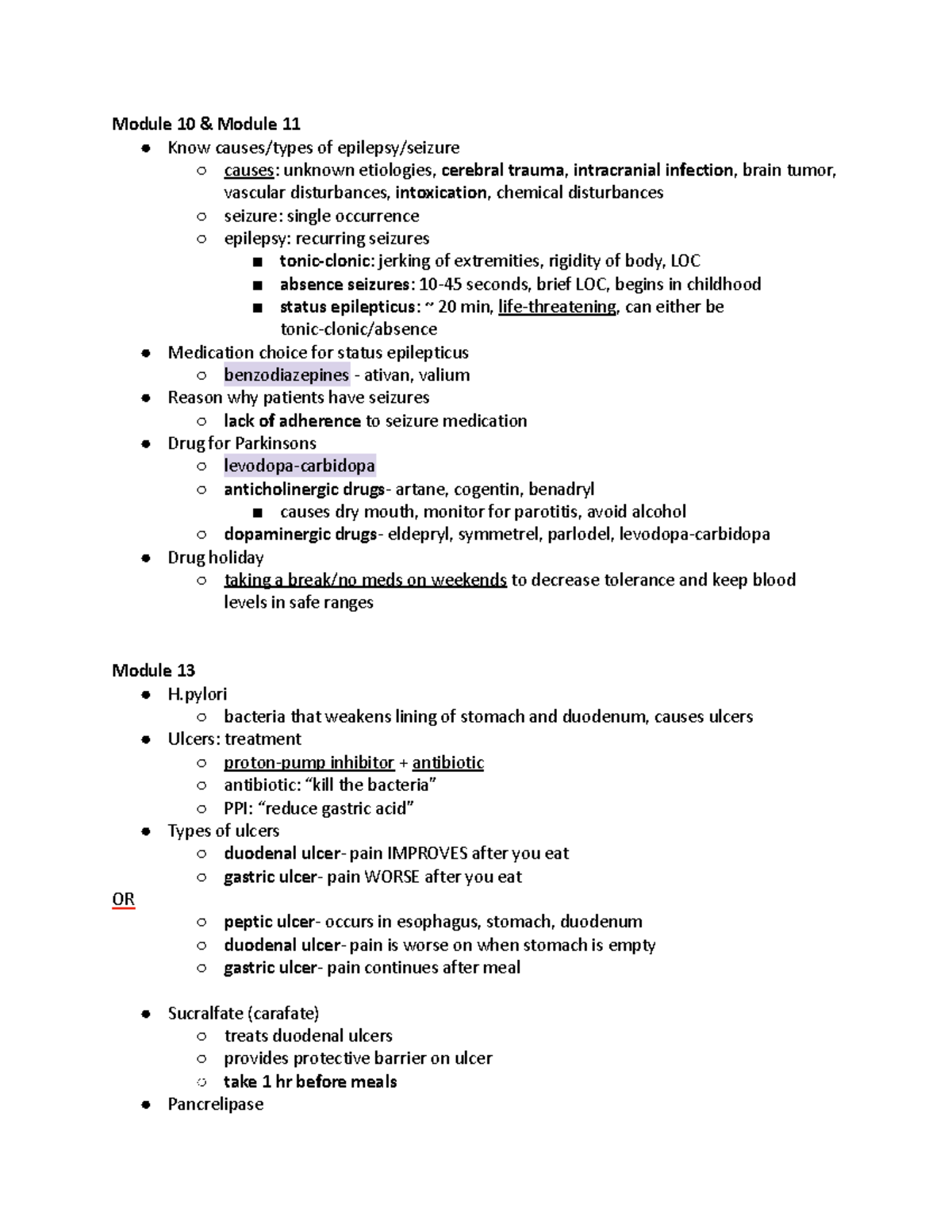 Pharm exam 3 study guide - Module 10 & Module 11 Know causes/types of ...