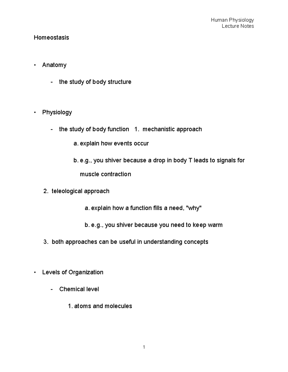 2021-BIOL-Human Physiology-Lecture-Notes-1A - Homeostasis Anatomy the ...