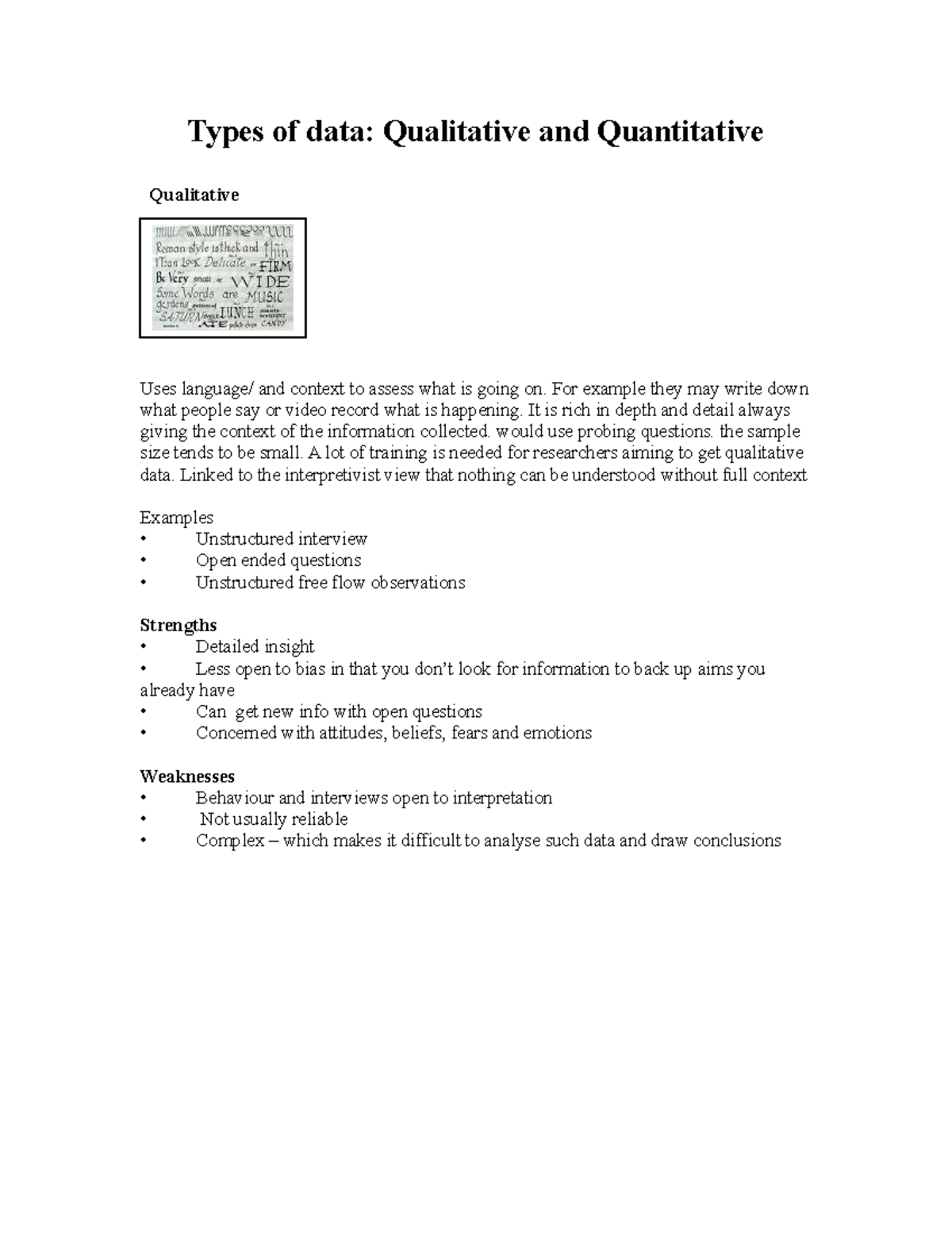 Types of data notes - practise - Types of data: Qualitative and ...