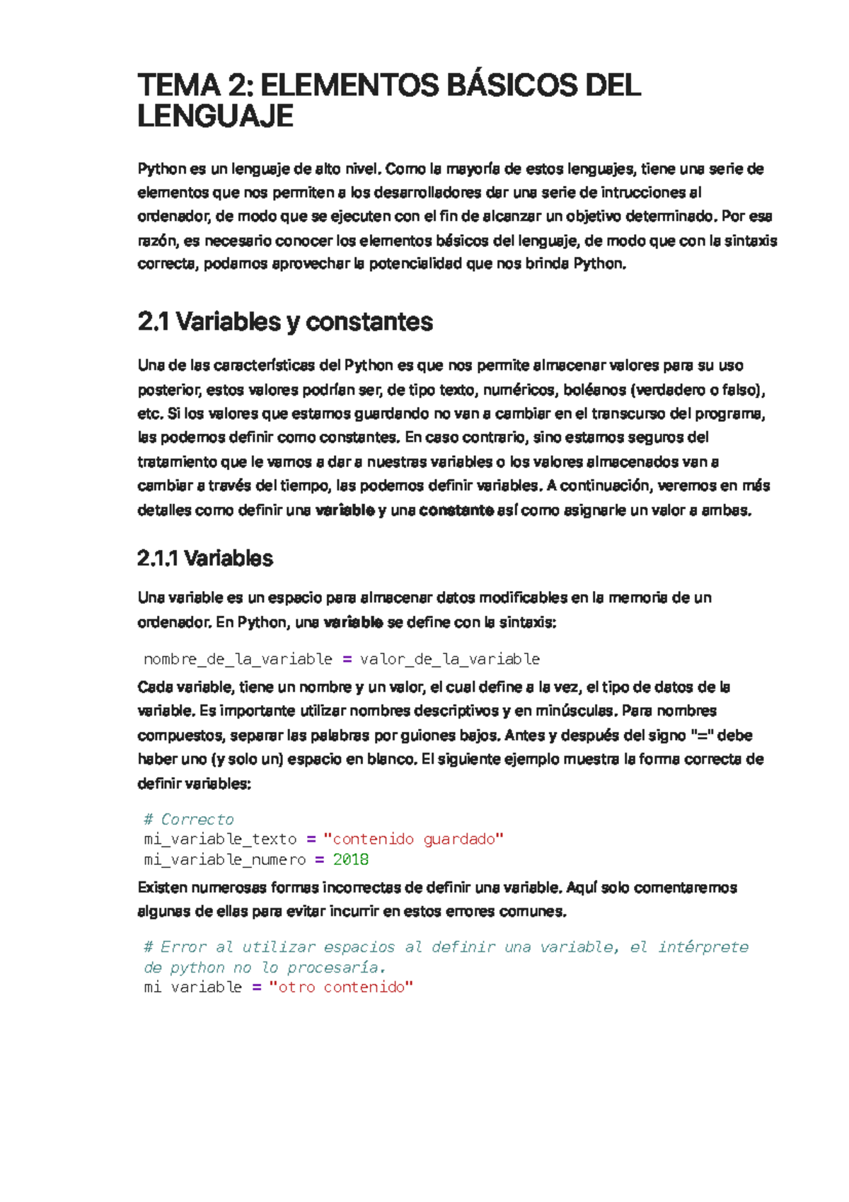 Tema 2 - temario informatica tema1 - TEMA 2: ELEMENTOS BÁSICOS DEL LENGUAJE Python es un ...