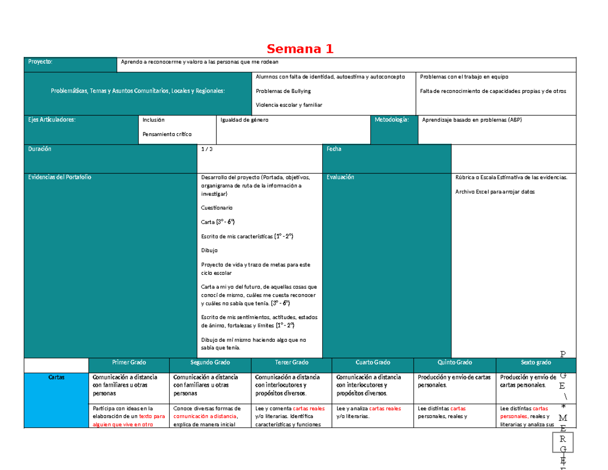 Proyecto 1 Semana 1 - DIAGNOSTICO TAREAS - P A G E \ * M E R G Semana 1 ...