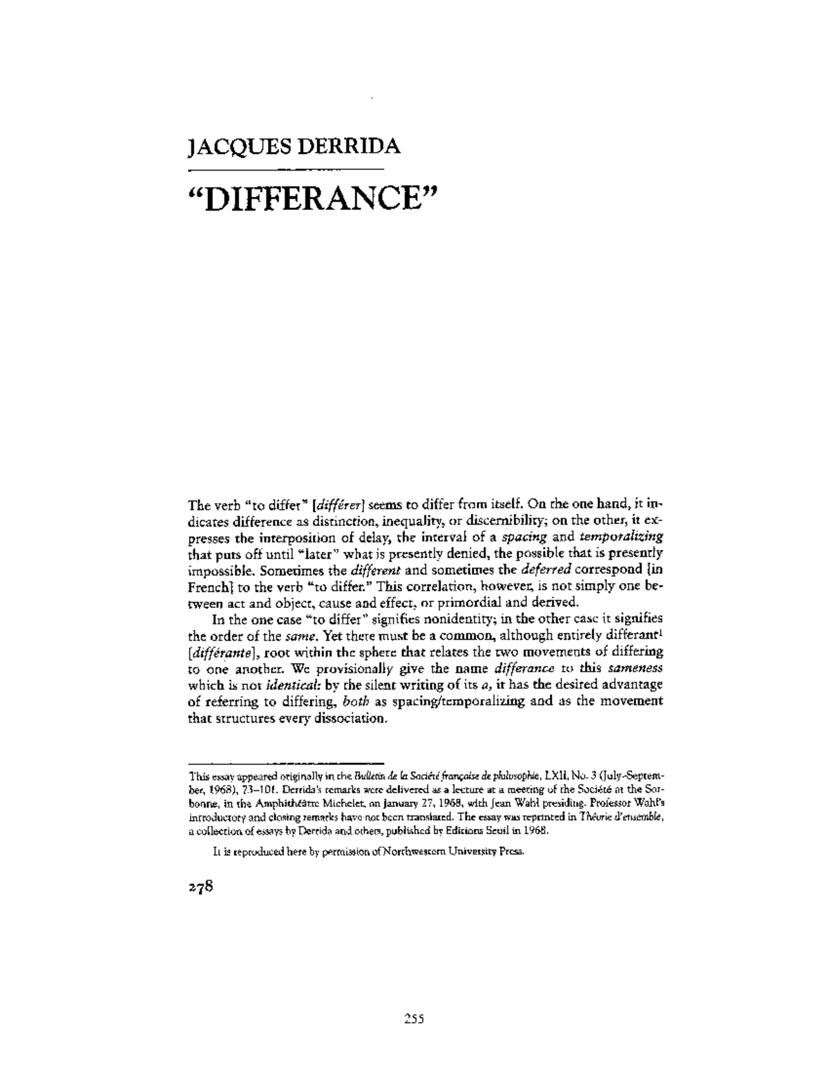 Derrida-Differance - Derrida-Differance - HISTORY - Studocu