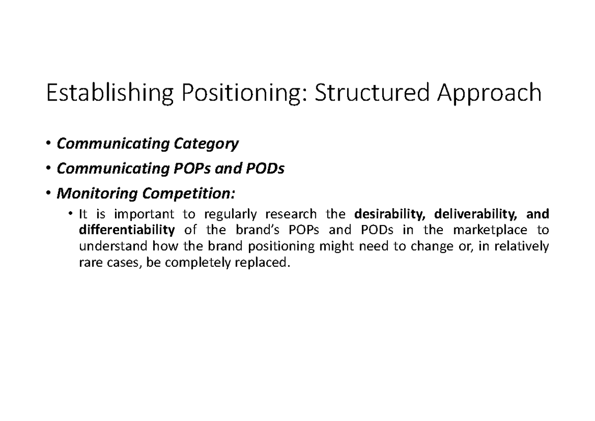 Establishing positioning U 4 - Establishing Positioning: Structured ...