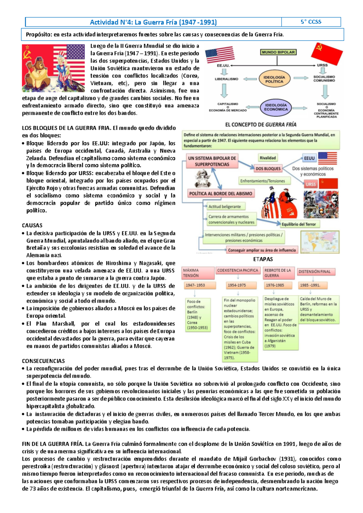 4 Actividad 1unidad Ficha Imprimir 5to - Actividad N°4: La Guerra Fría ...