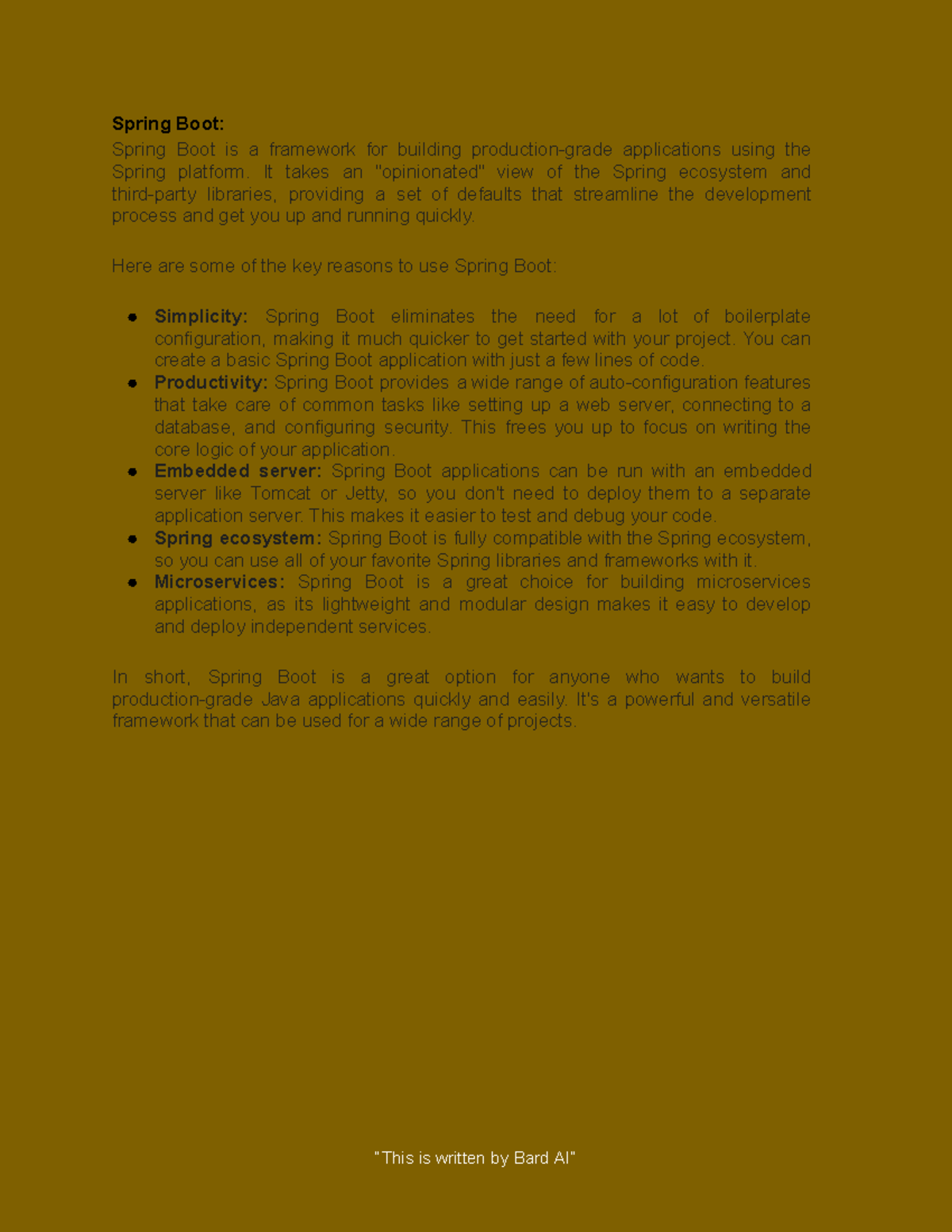 01. What is Spring Boot and why use it - Spring Boot: Spring Boot is a ...