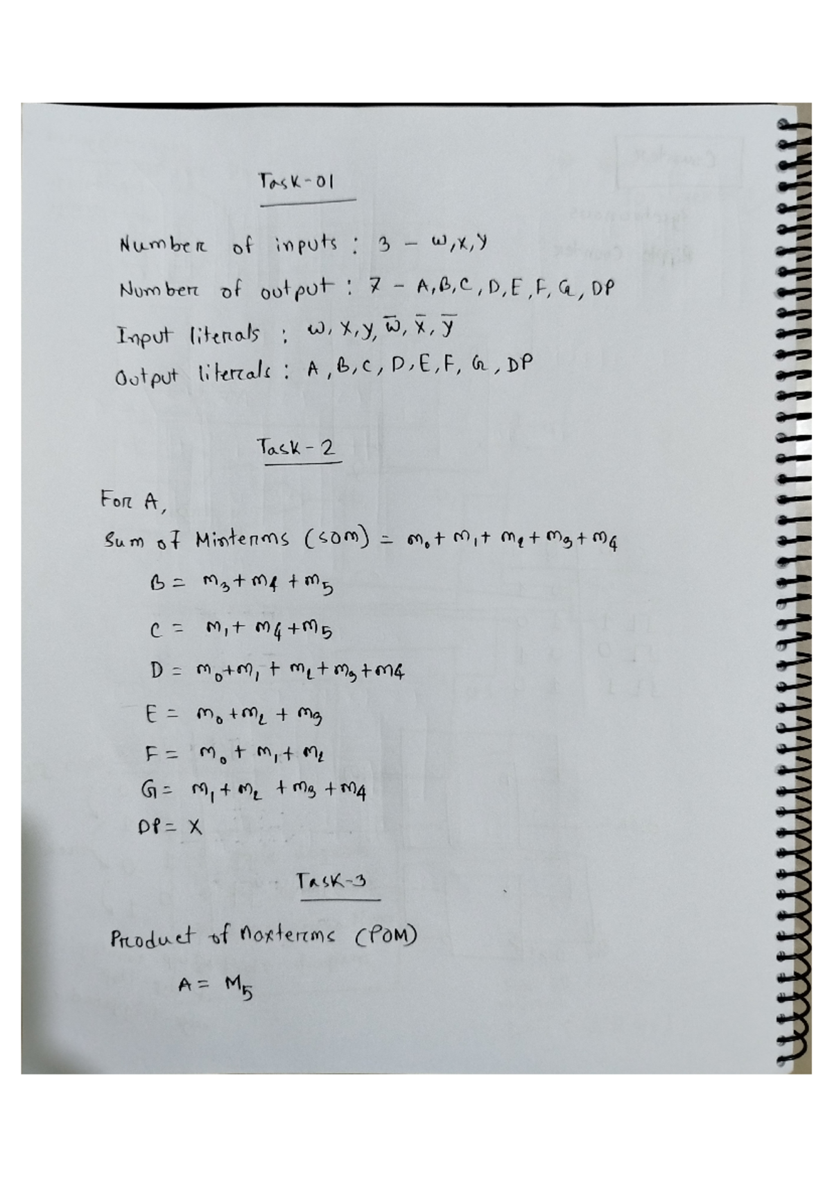 Assignment 01 - Task-01 Number of inputs: 3- w,x,y Number of output : 7 ...