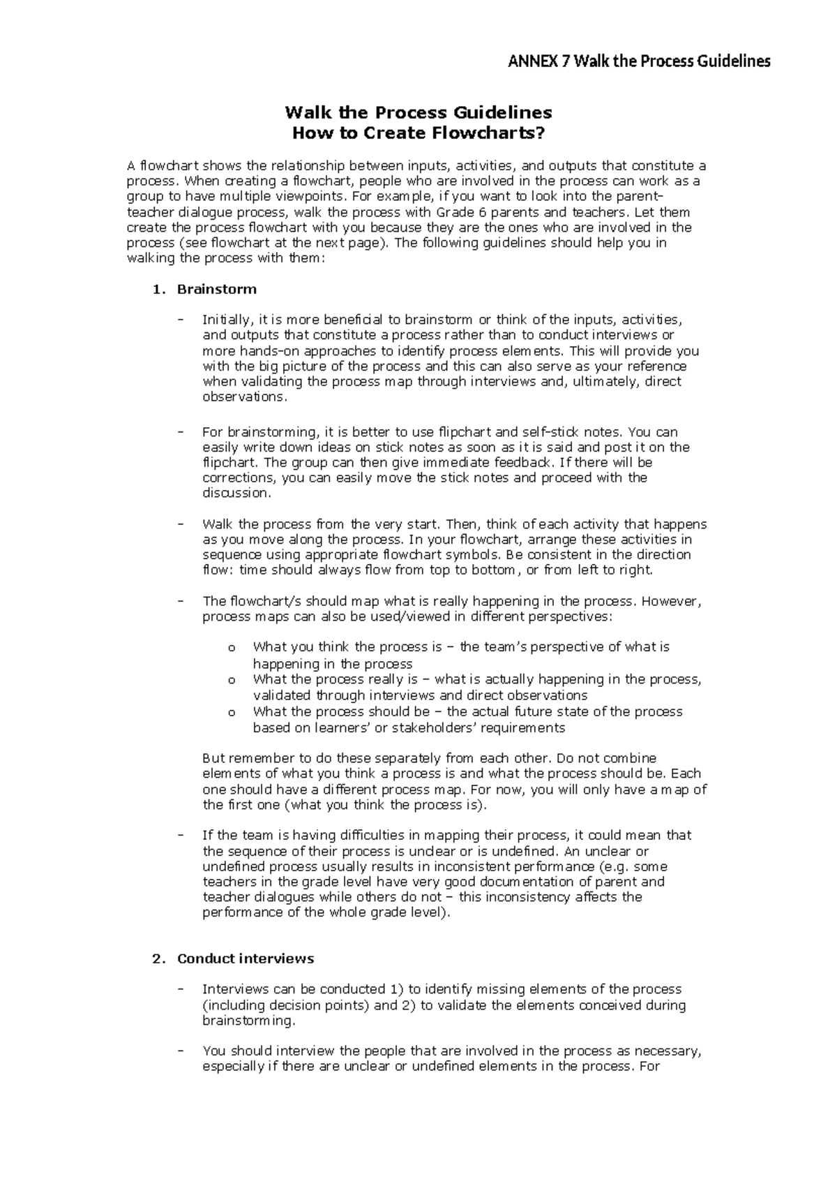 Sip annex 7 walk the process guidelines - ANNEX 7 Walk the Process ...