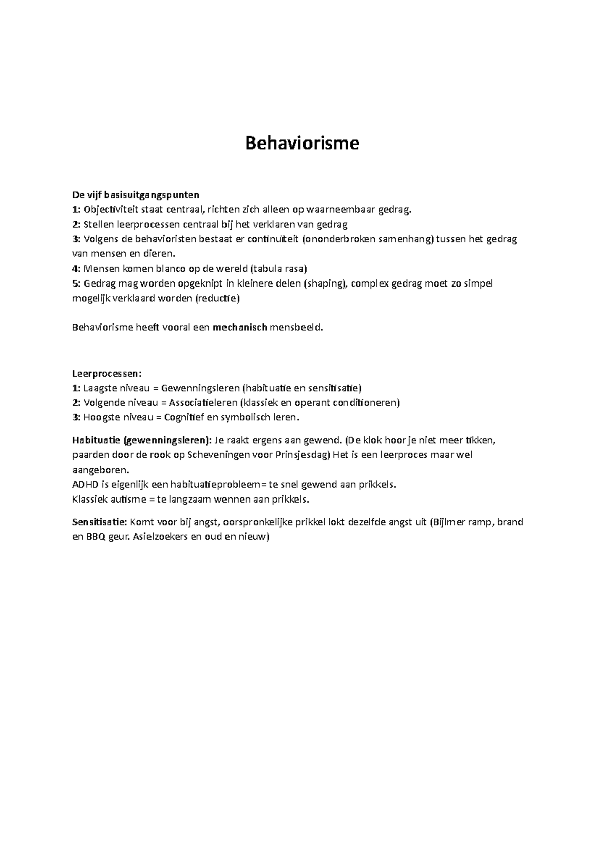 Behaviorisme - Samenvatting Het Palet van de Psychologie - Behaviorisme ...