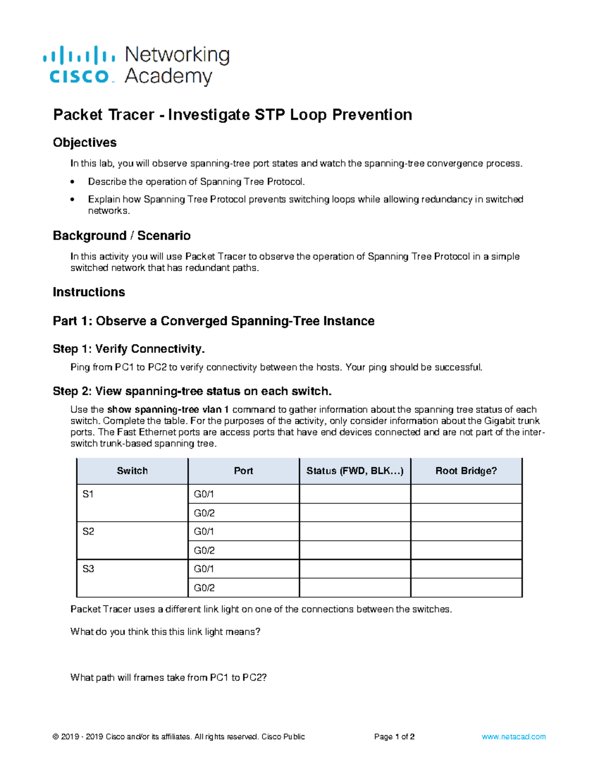 5 - CCNAv7: Switching, Routing, and Wireless Essentials - © 2019 - 2019 ...