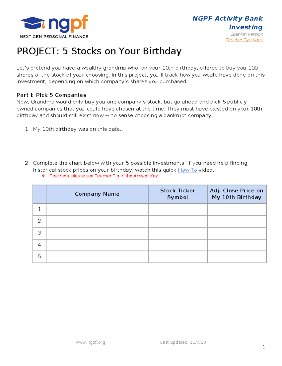 Project 5 Stocks on Your Birthday - NGPF Activity Bank Investing ...