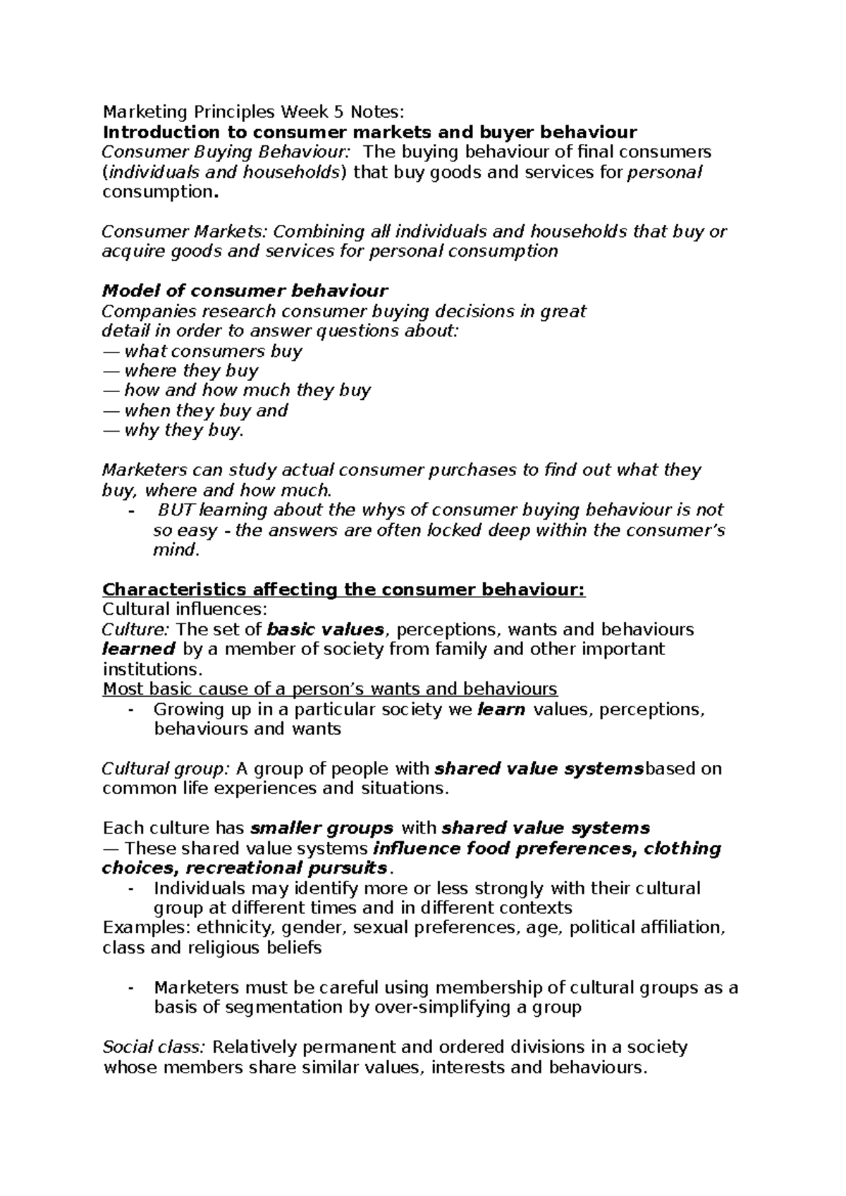 Marketing Principles Week 5 Notes - Marketing Principles Week 5 Notes ...