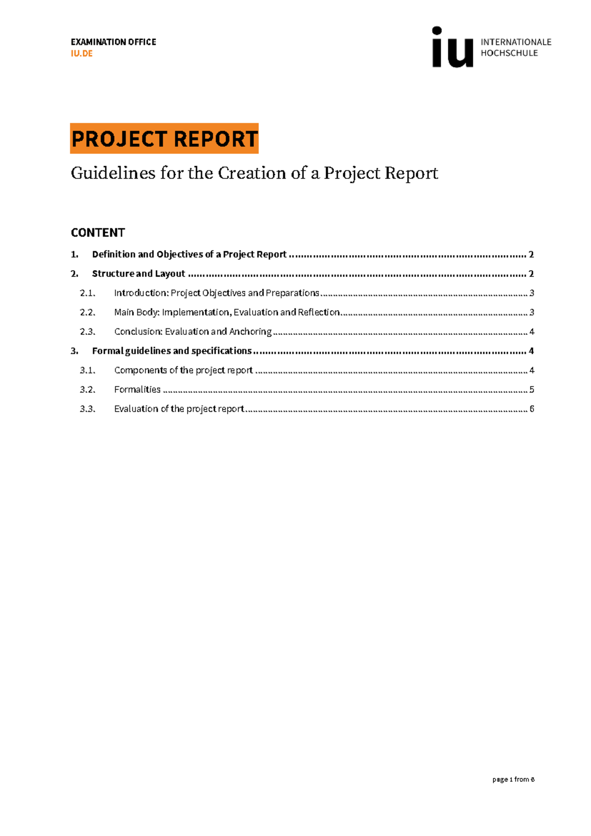 Guidelines Project Report - IU PROJECT REPORT Guidelines for the ...