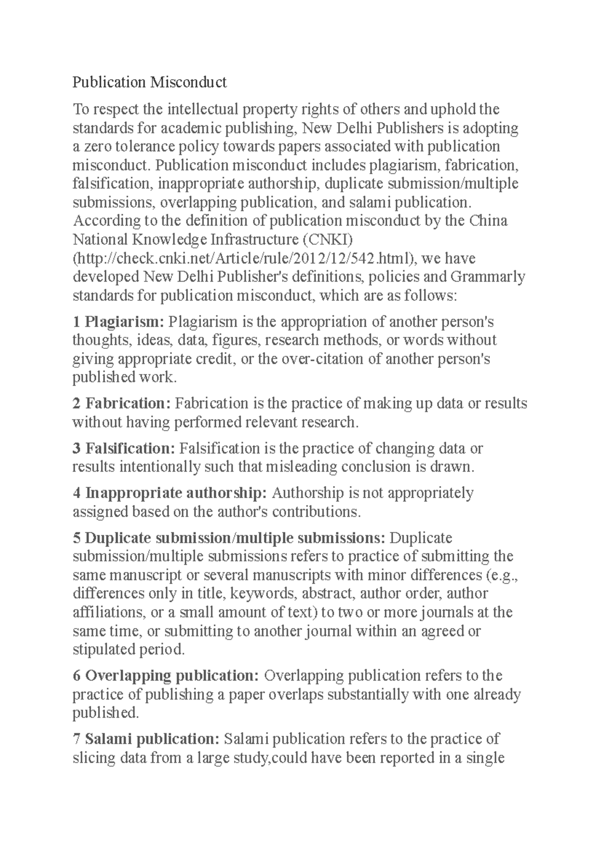 9. Publication misconduct - Publication Misconduct To respect the ...