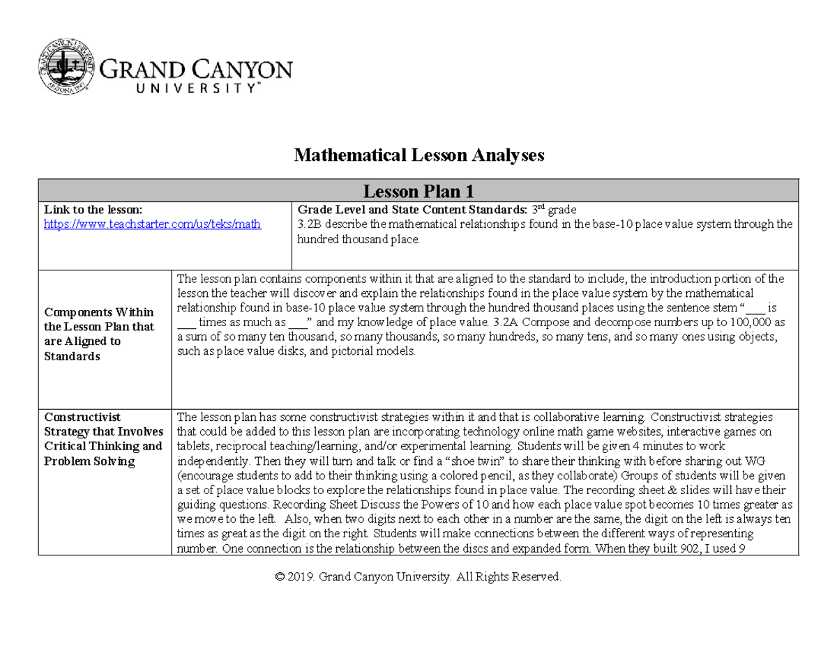 ELM-470-T2-Mathematical Lesson Analysis-Dayvia Marin - Mathematical ...