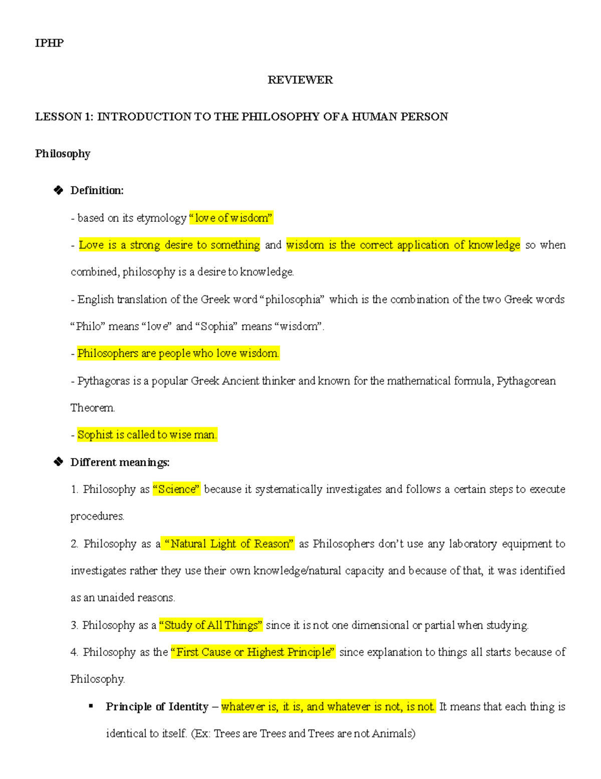 IPHP Reviewer (3RD Grading) - IPHP REVIEWER LESSON 1: INTRODUCTION TO ...