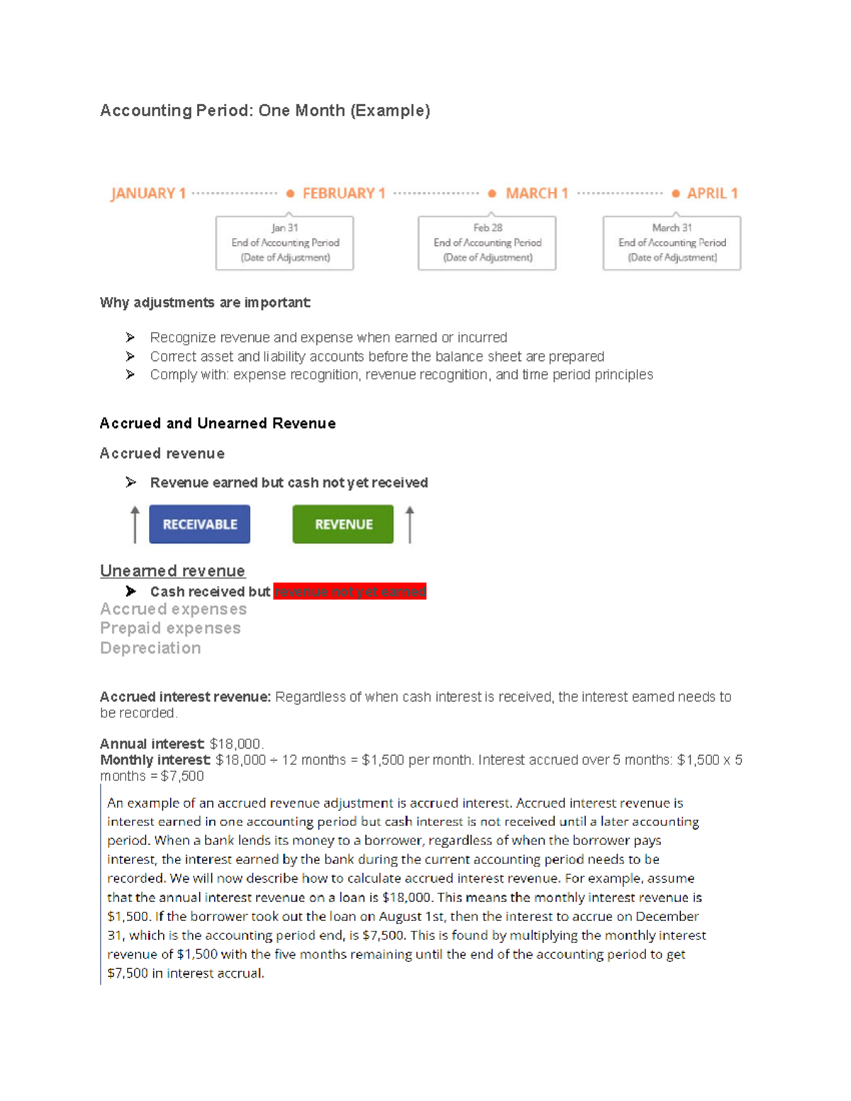Notes - Accounting Period: One Month (Example) Why adjustments are ...