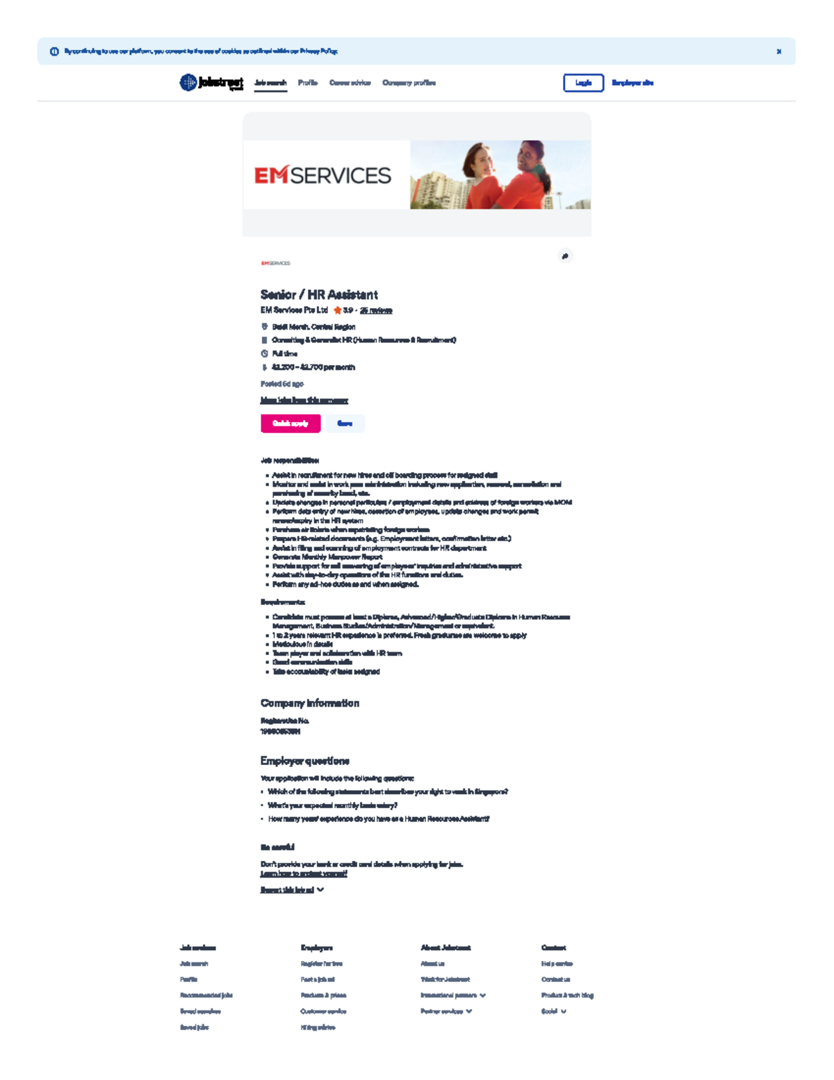 jobstreet advertisement - continuing to use our platform, you consent ...
